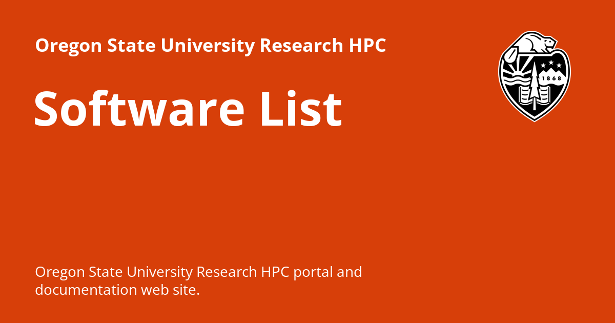 Software List Oregon State University Research Hpc Documentation